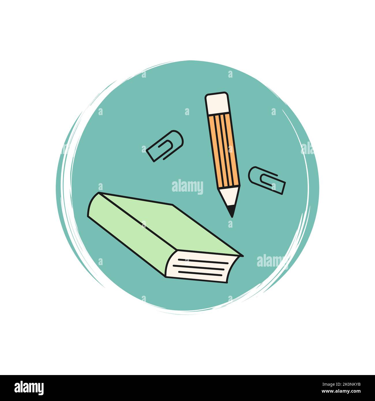 Cute icon logo with stationery elements vector illustration on circle ...