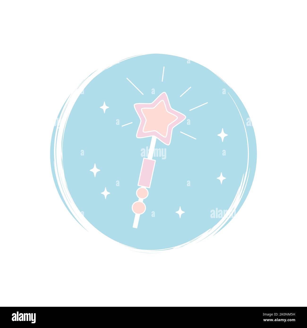 Cute lovely magic wand icon logo vector illustration on circle with ...