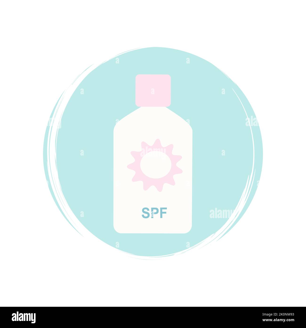 Sunscreen icon logo vector illustration on circle with brush texture ...