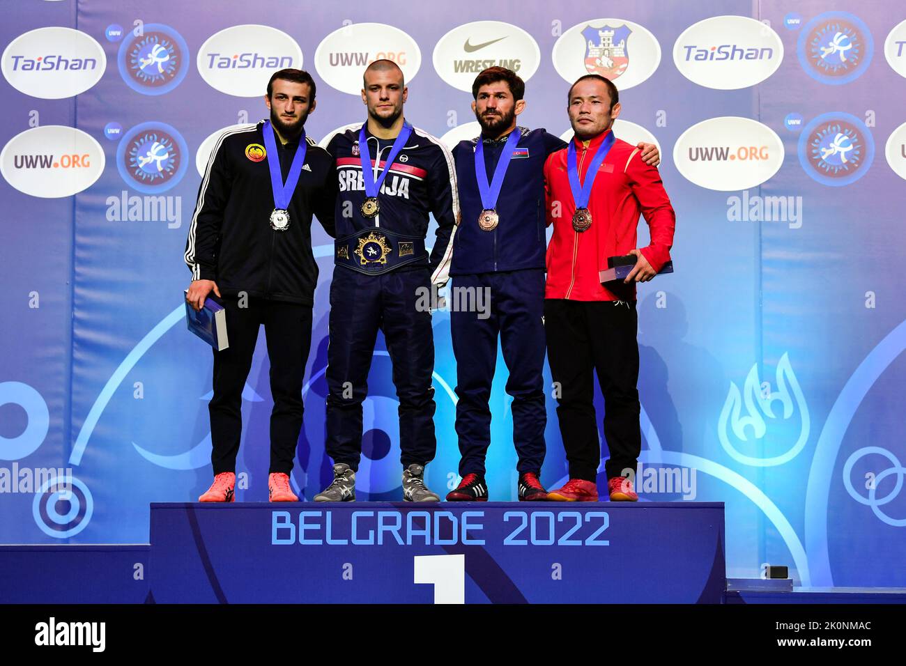 Belgrade, China's Tuo Erbatu (1st R) and Azerbaijan's Taleh Mammadov ...