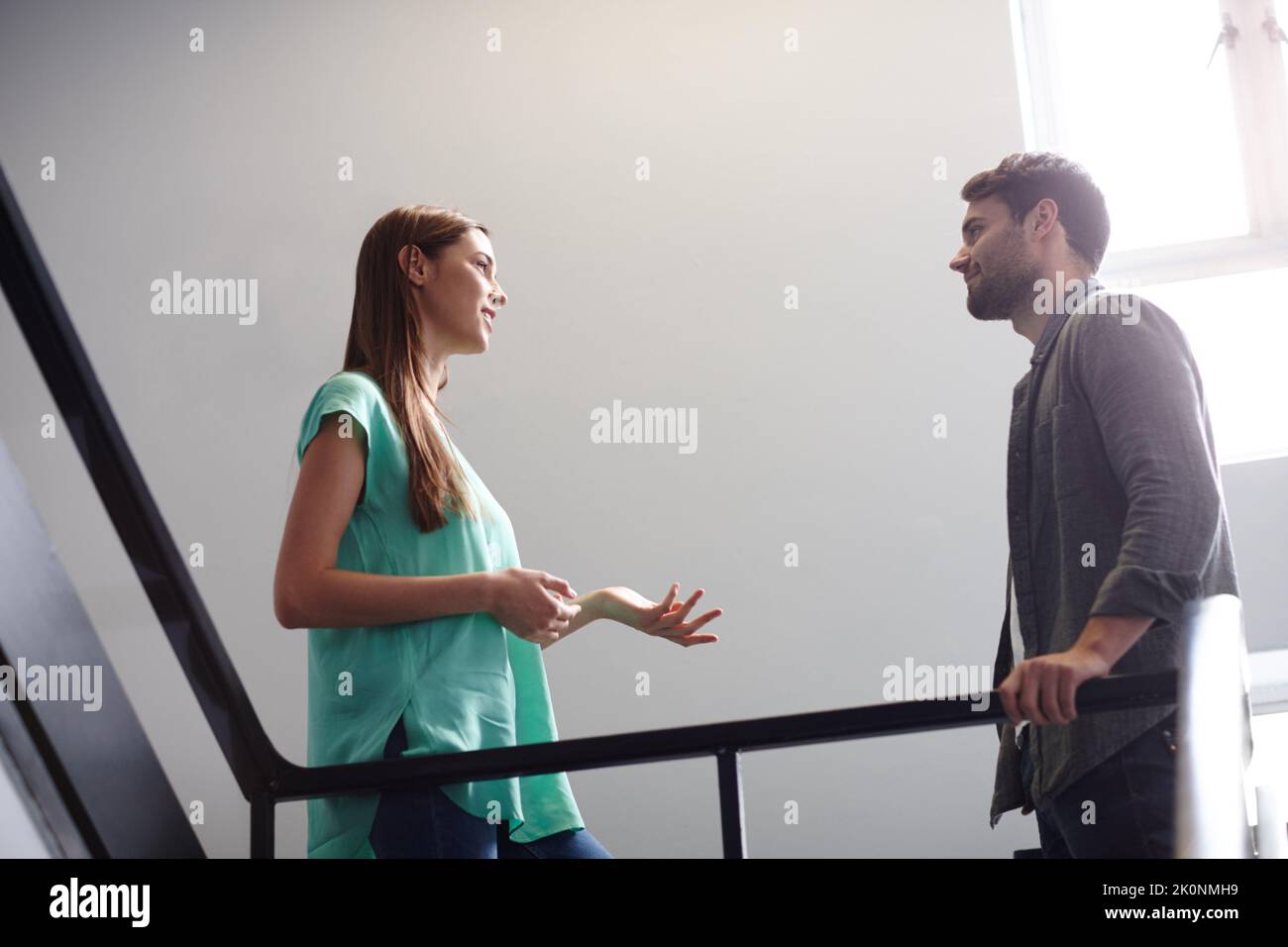 Im glad we have a moment to chat. two people having a conversation in a ...