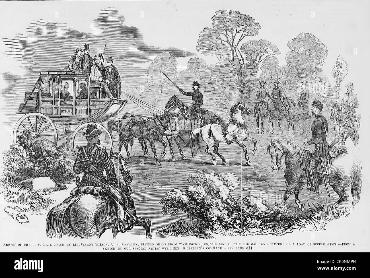 Arrest of the U.S. Mail Coach by Lieutenant Wilson, U.S. Cavalry ...