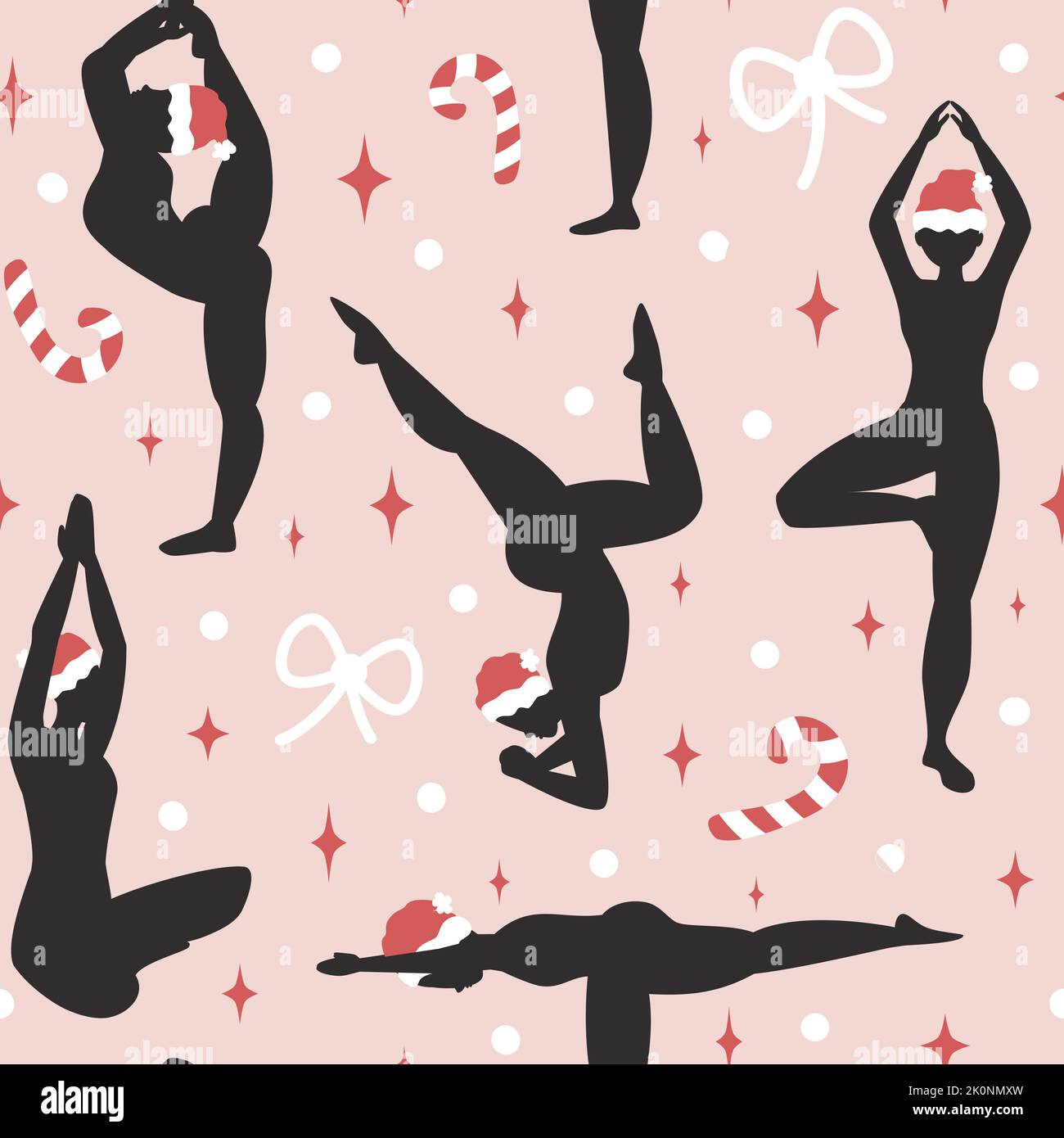 Cute funny cartoon holidays seamless pattern illustration with female ...