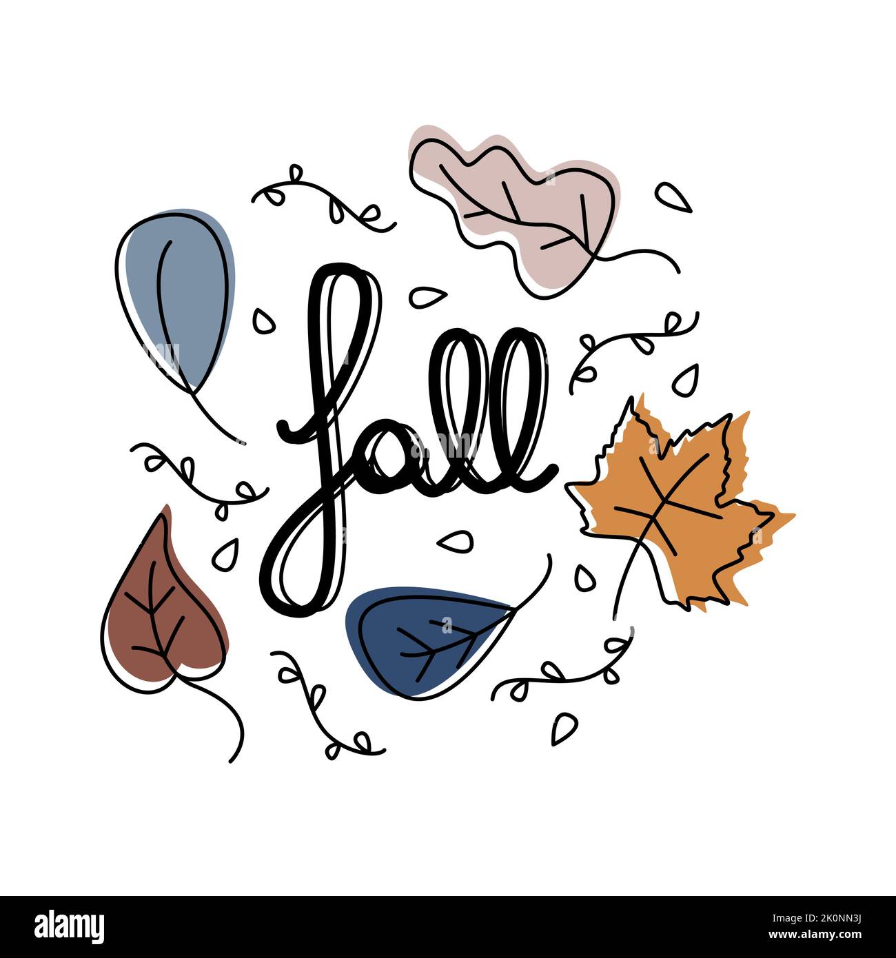 Cute hand drawn lettering fall vector card illustration with leaves ...