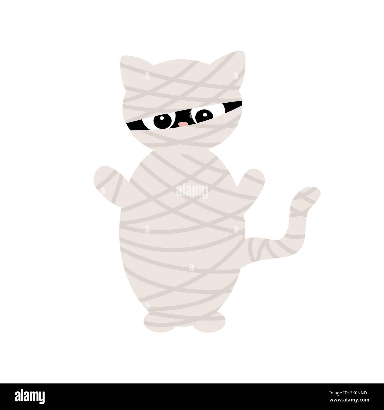 Cute halloween cartoon character mummy cat funny vector illustration ...