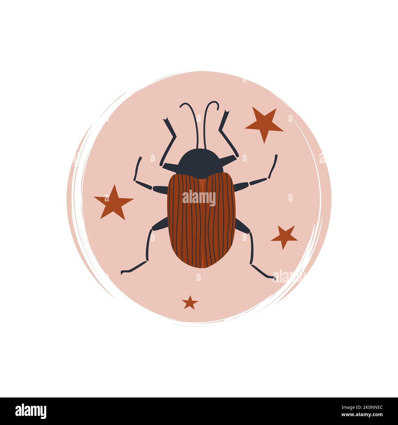 Cute beetle with stars icon logo vector illustration on circle with ...