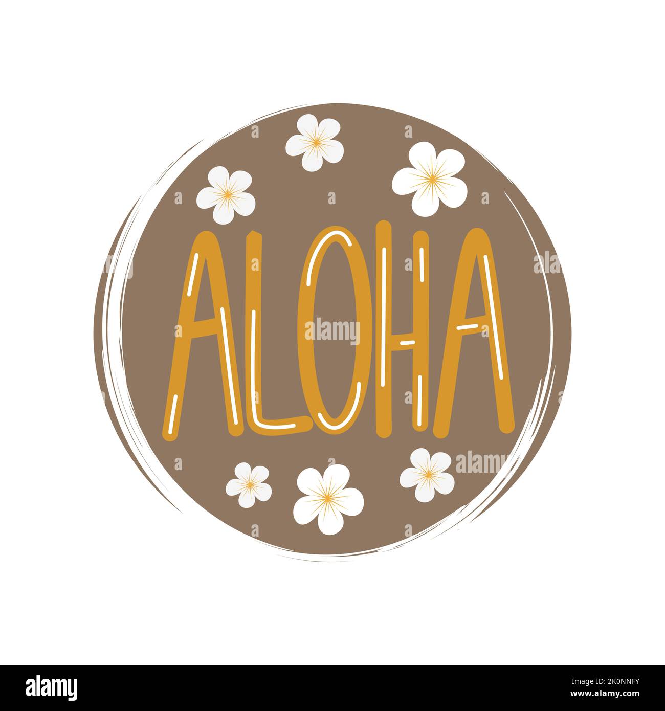 Cute logo or icon vector with aloha text and hibiscus flowers ...