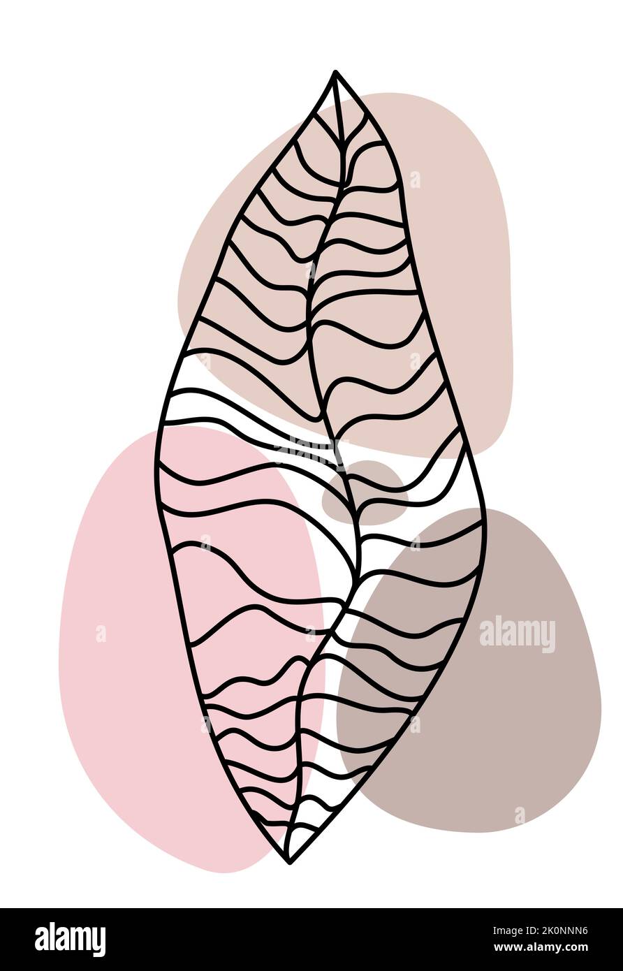 Cute contemporary abstract line leaf and pastel background with ...