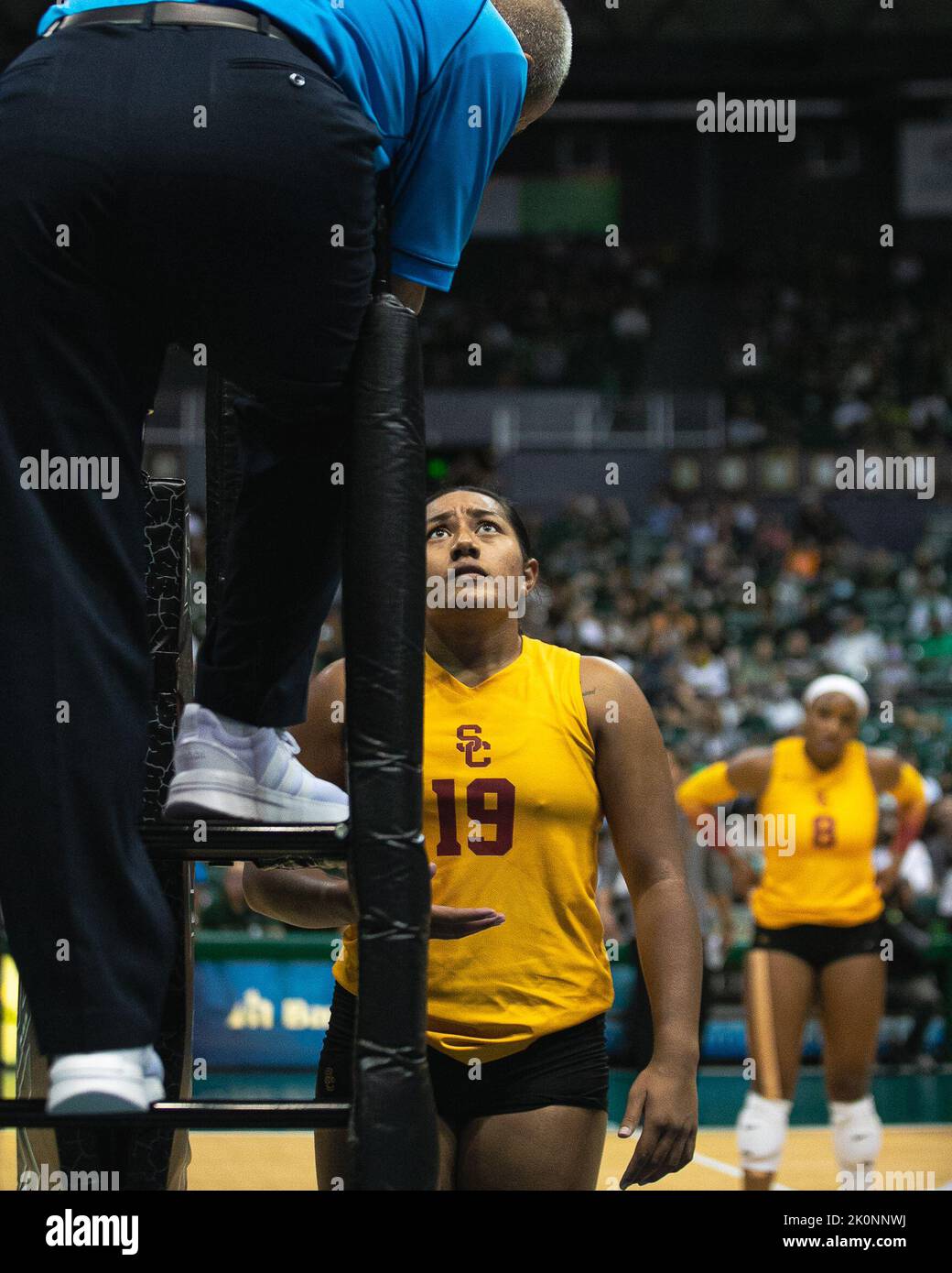 Honolulu, Hawaii. September 10, 2022 - USC setter Mia Tuaniga (19) asks ...