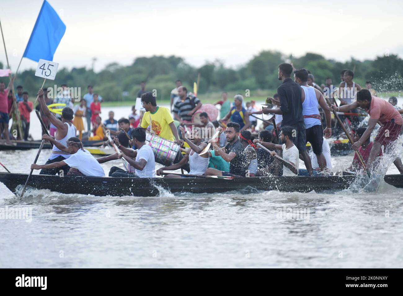 Agartala, India's northeastern state of Tripura. 12th Sep, 2022. Villagers participate in a boat ...