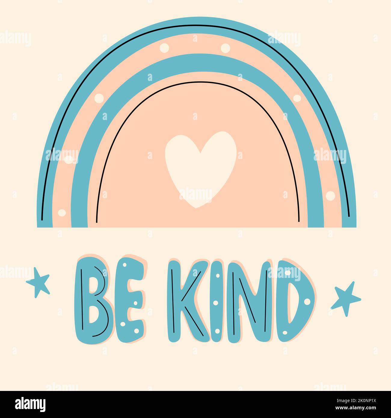 Cute colourful modern minimalist hand drawn lettering be kind ...
