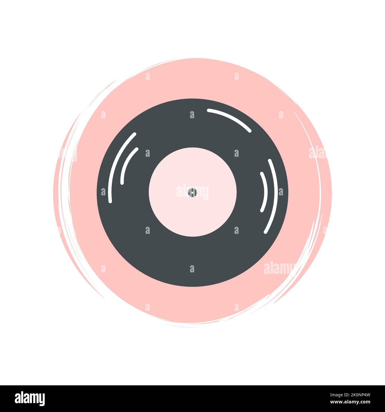 Cute logo or icon vector with Vinyl record, illustration on circle with ...