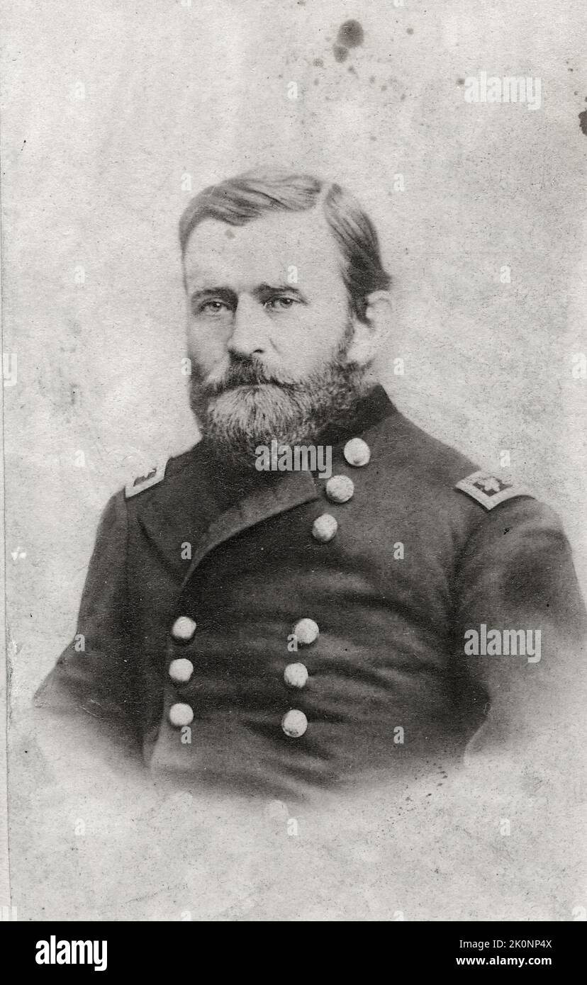 An 1863 photo US president Ulysses S. Grant in the uniform of Major General. Grant was 41 years ...