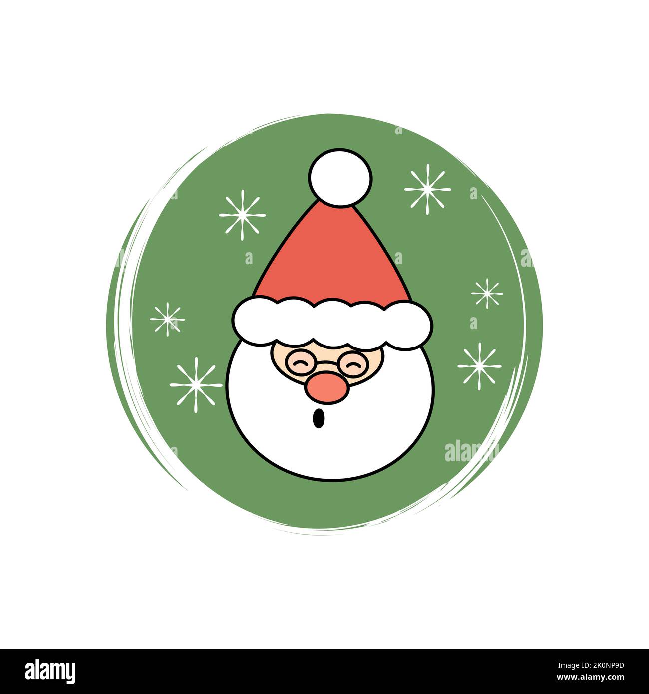 Cute santa claus icon vector, illustration on circle with brush texture ...