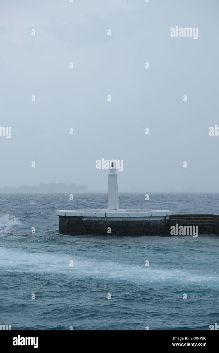 A rainy day at Malé presidential speedboat jetty, Maldives. North Male ...