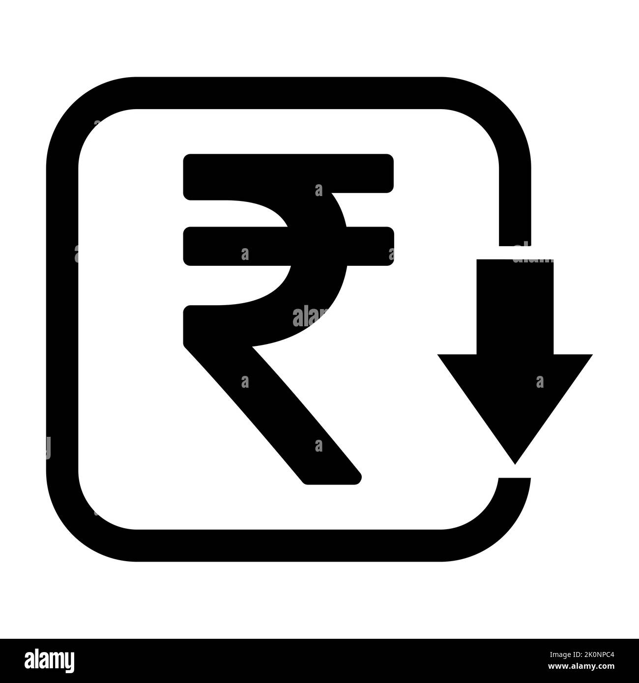 Cost reduction- decrease rupee icon. Vector symbol isolated on background Stock Vector Image ...