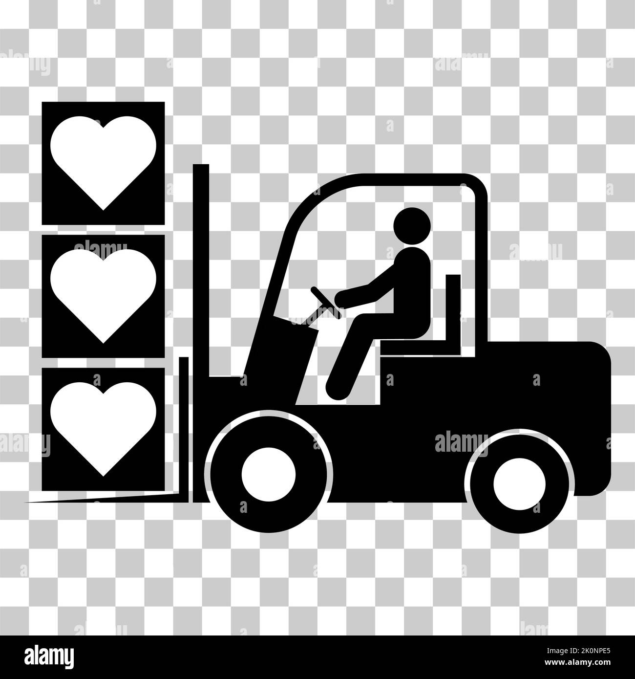 Forklift transport icon, industry vehicle machine symbol, fork truck ...
