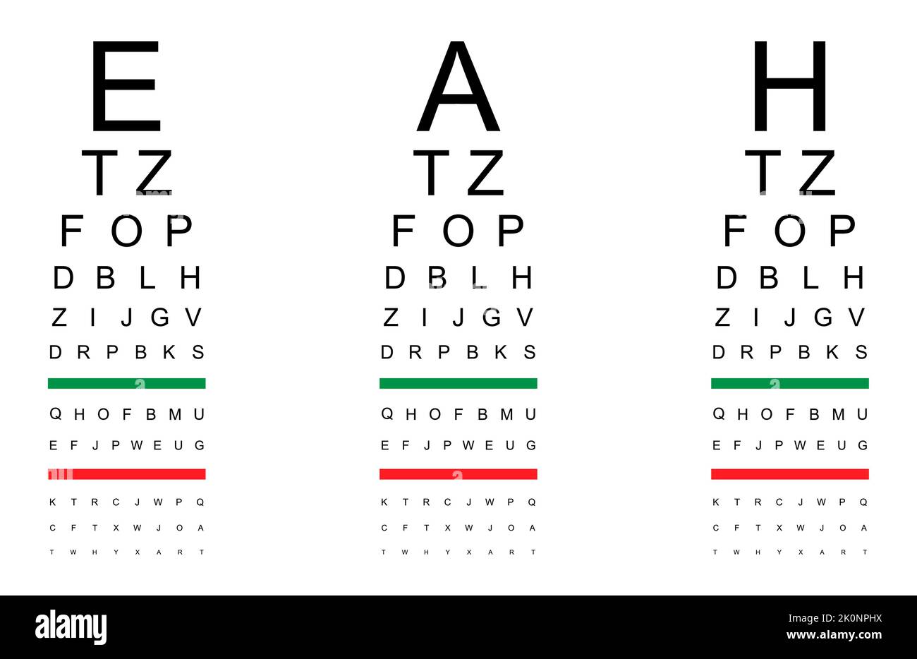 Set of Test visual measure icon, optical chart letter symbol ...