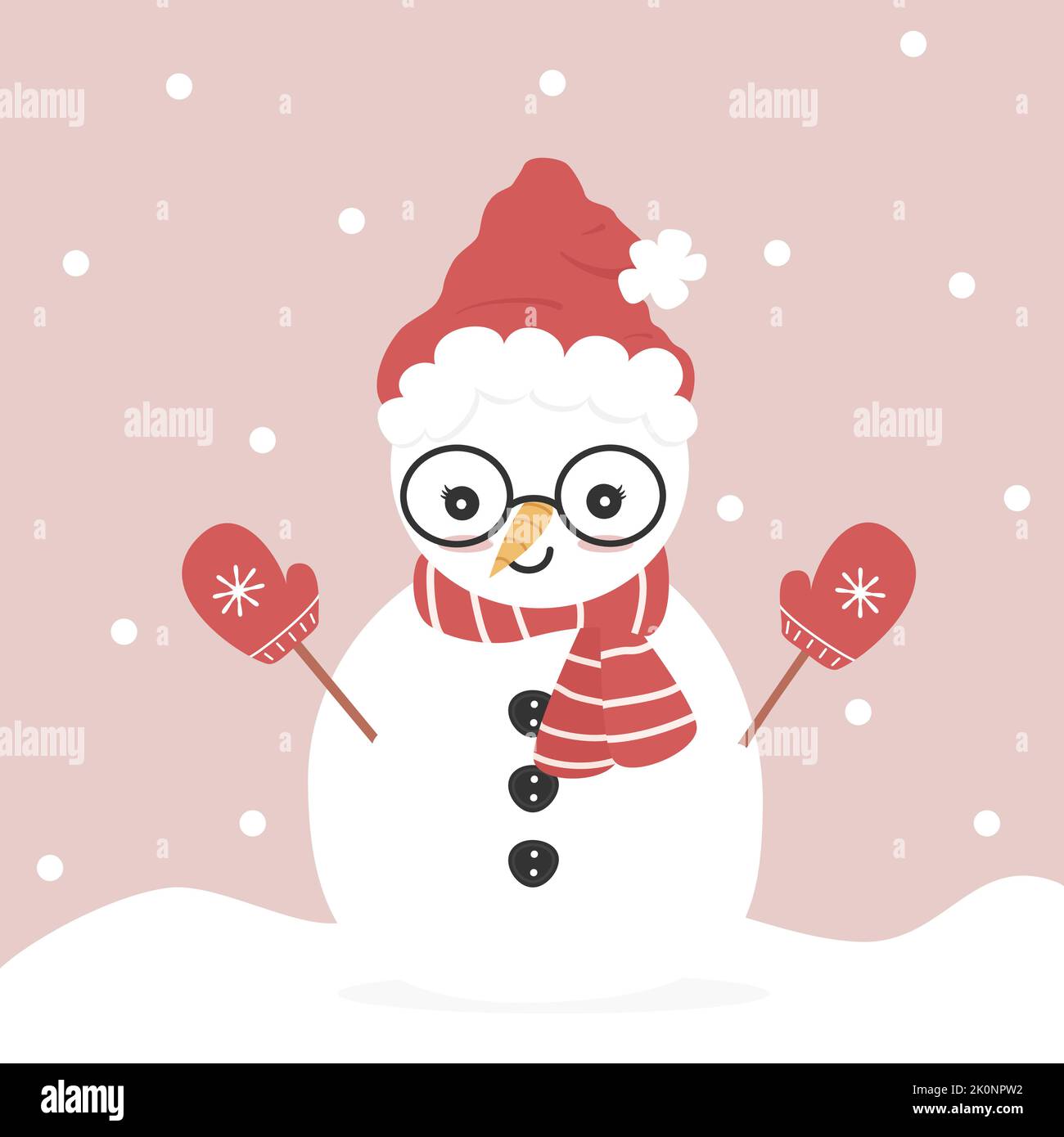 cute cartoon character snowman funny winter holidays vector ...