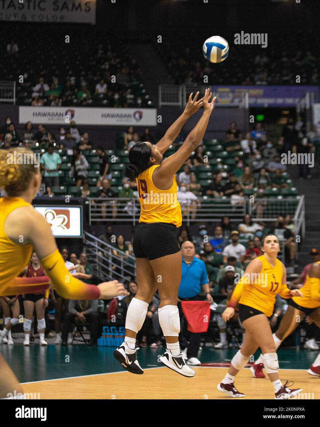 Honolulu, Hawaii. September 10, 2022 - USC setter Mia Tuaniga (19) sets ...