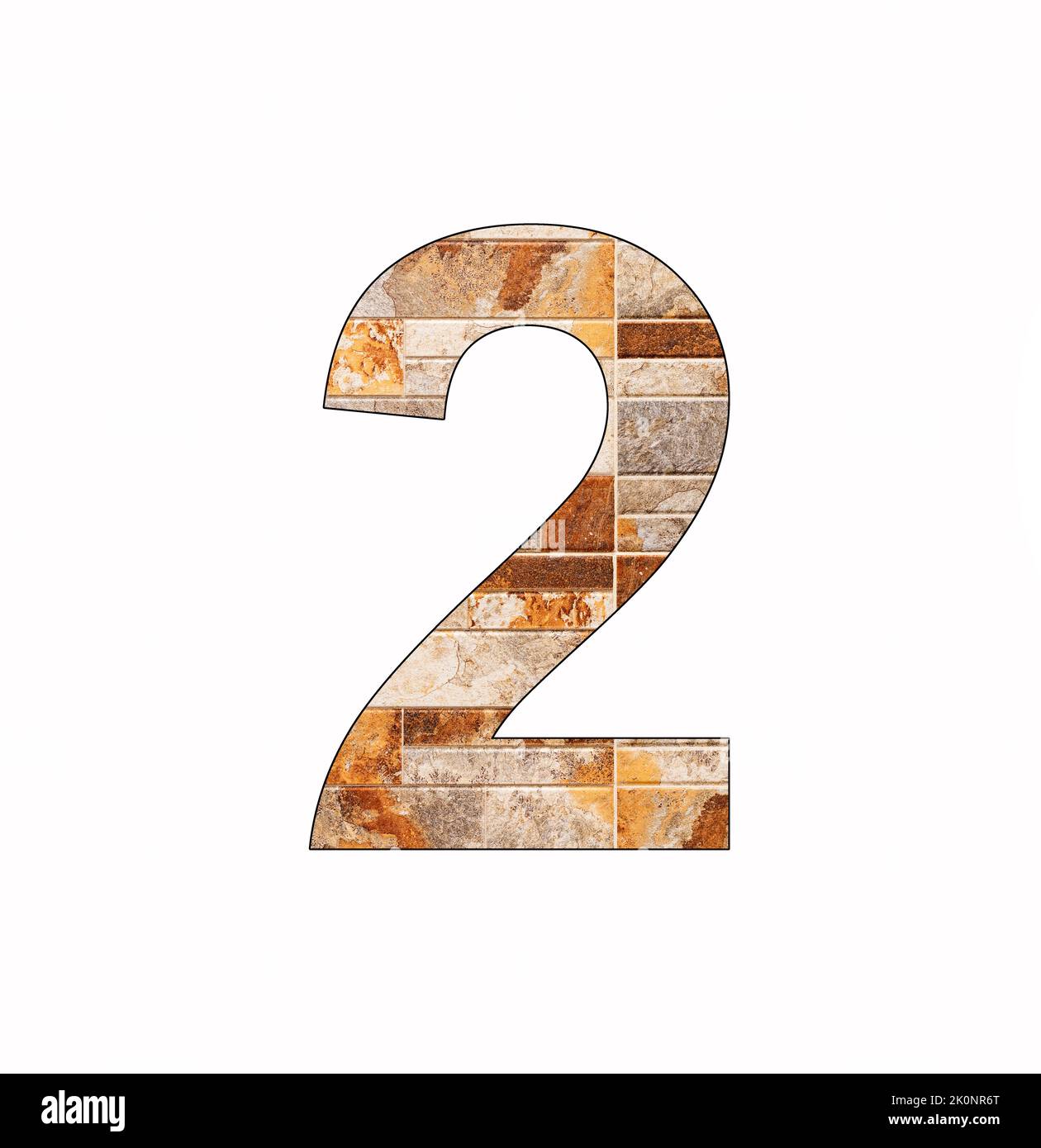 Number 2, digit on tiled background - Veneer texture Stock Photo - Alamy