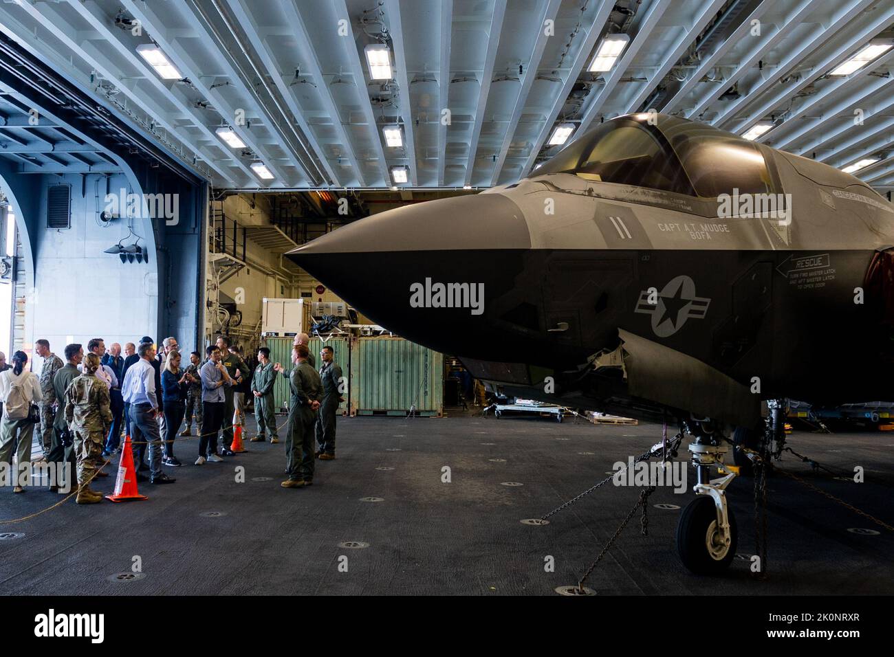 Distinguished visitors view F-35B Lightning II during a visit aboard ...