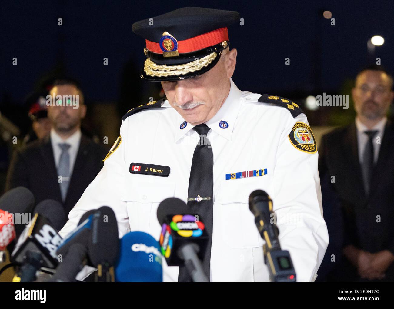 Toronto Police Chief James Ramer speaks to the media at the scene of a ...