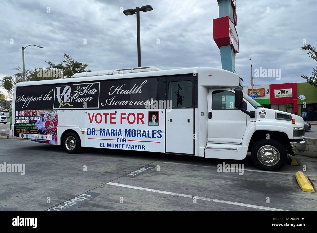 A sign endorsing the election of Dr. Maria Morales for El Monte Mayor ...