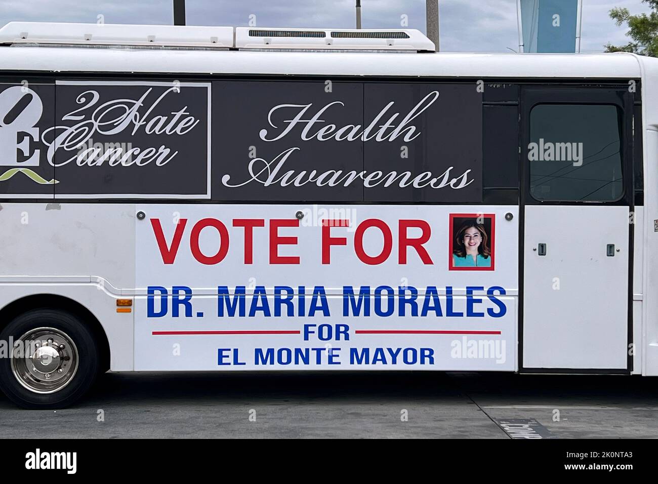 A sign endorsing the election of Dr. Maria Morales for El Monte Mayor ...