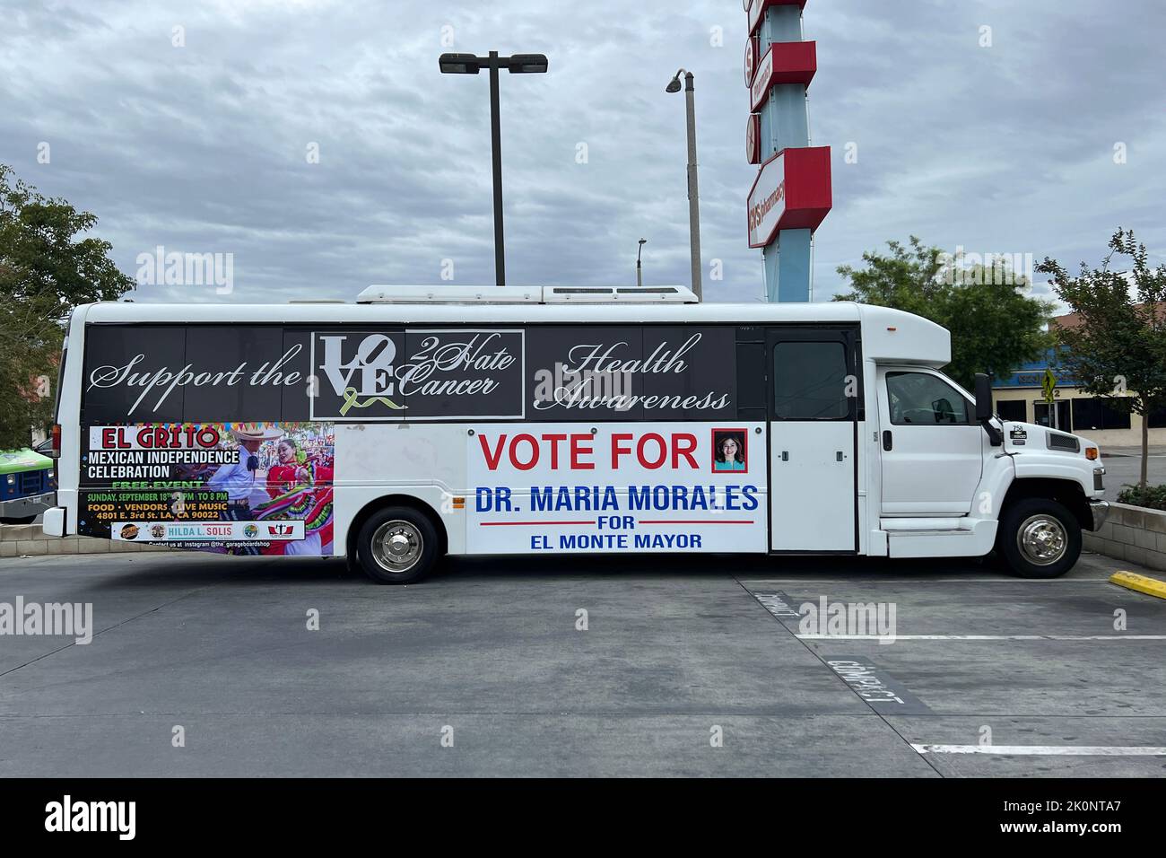 A sign endorsing the election of Dr. Maria Morales for El Monte Mayor ...