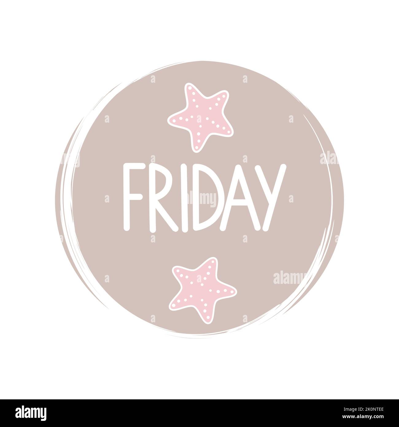 Cute logo or icon vector with hand drawn lettering friday word ...