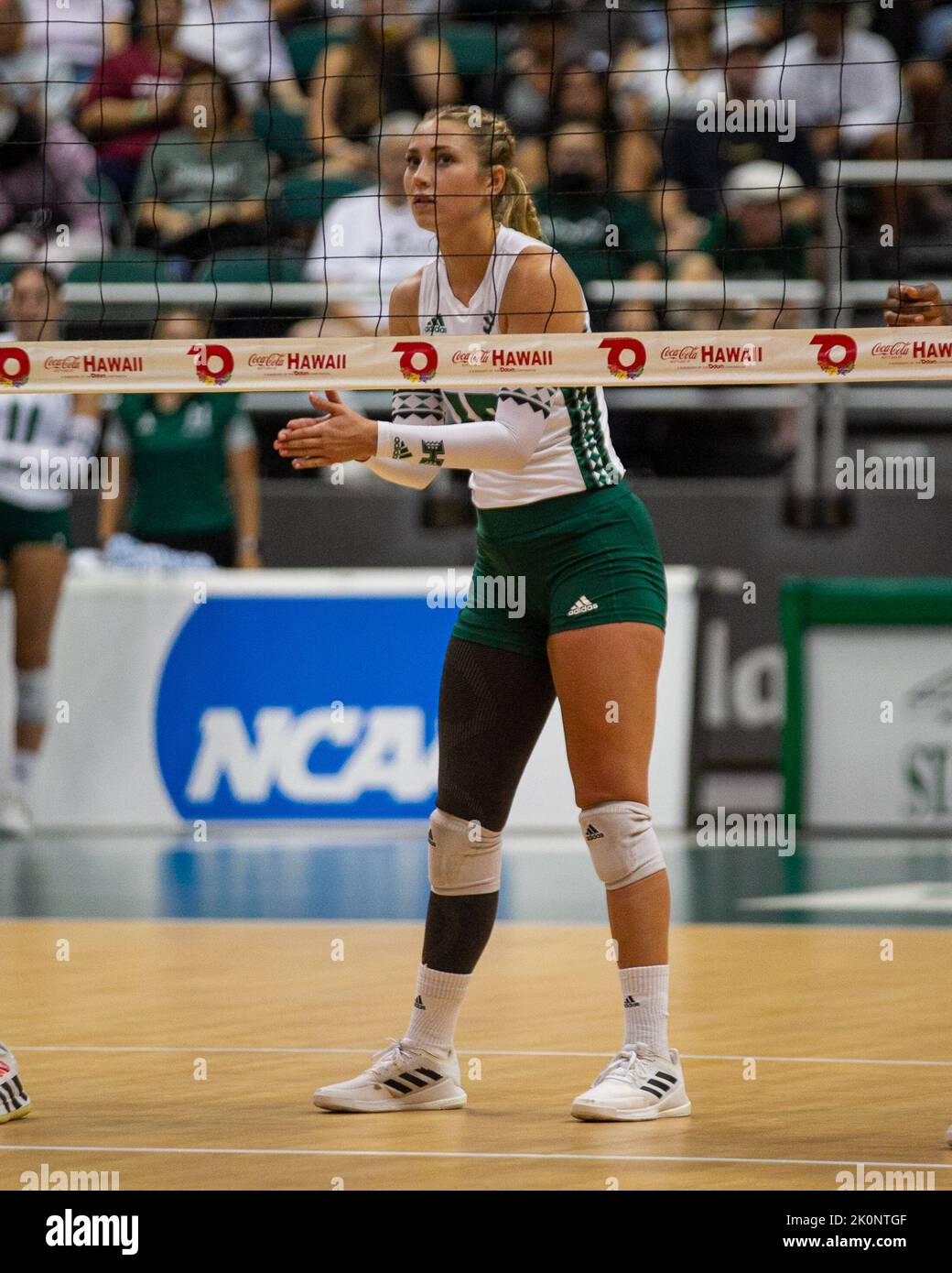 September 4, 2022 - Hawaii setter Kate Lang (10) awaits the play to ...