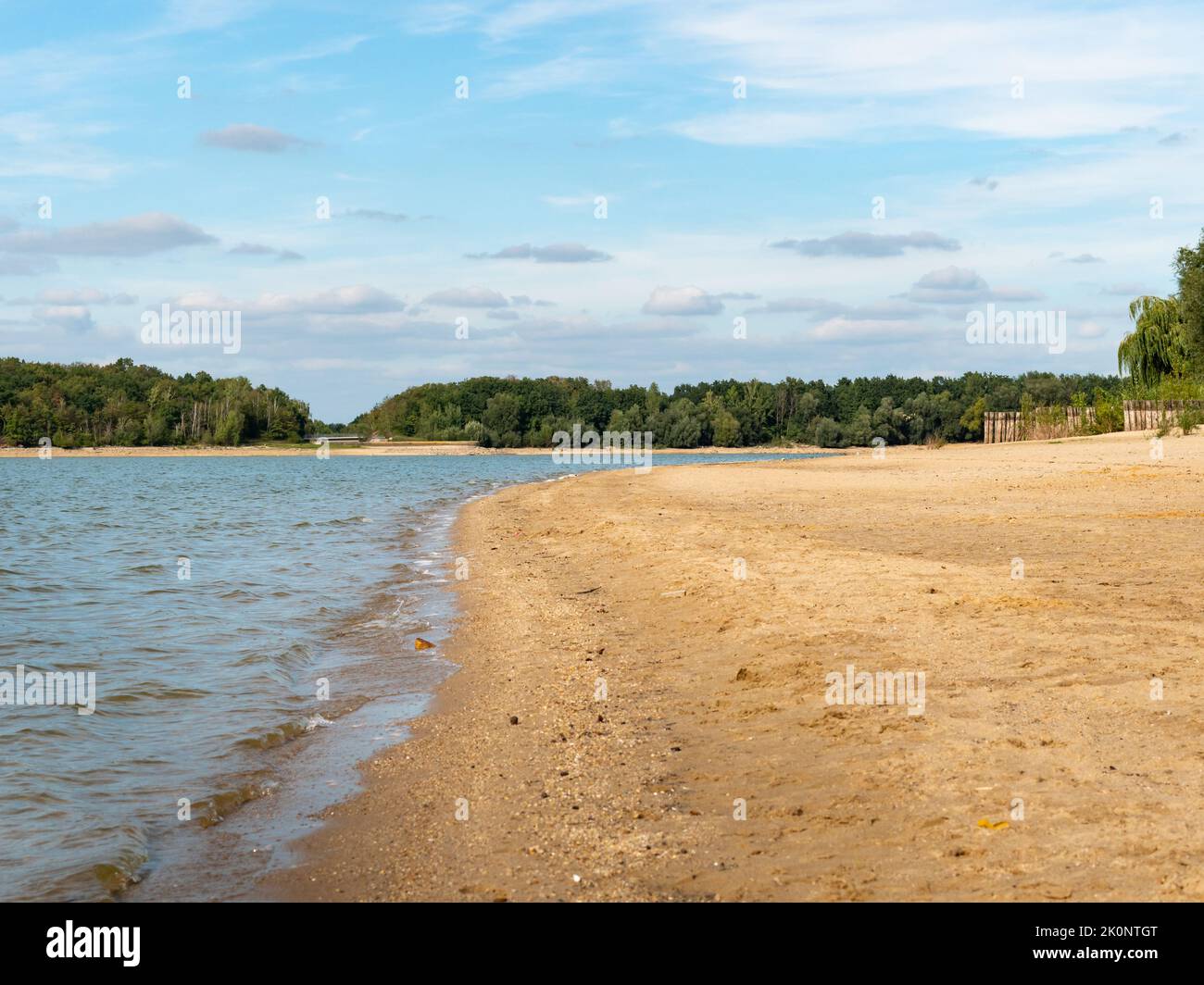 Natural beach with sand and water. Empty bathing beach without any ...