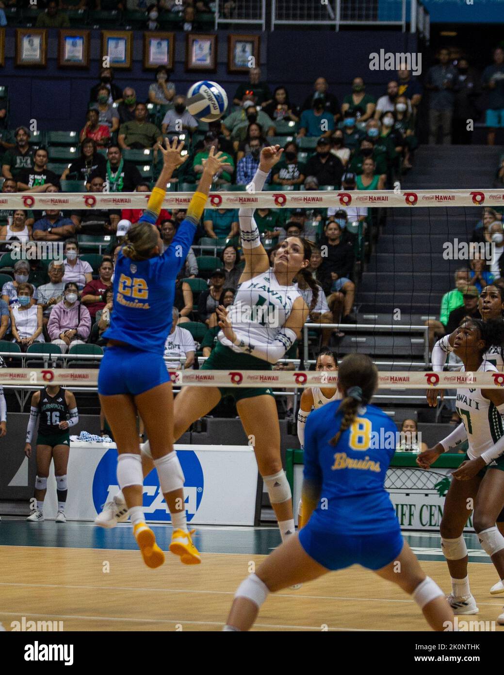 September 4, 2022 - Hawaii middle blocker Tiffany Westerberg (11) hits ...
