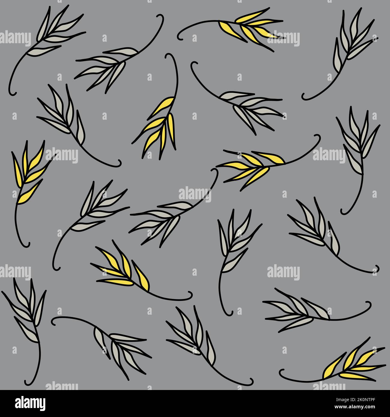Cute seamless vector pattern backround illustration with branches with ...