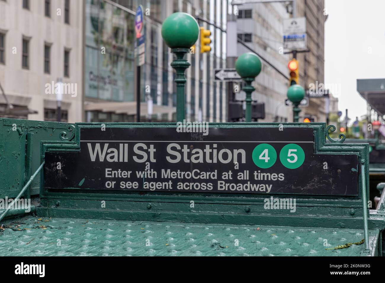 NEW YORK, N.Y. – September 11, 2022: A Wall Street Station subway ...