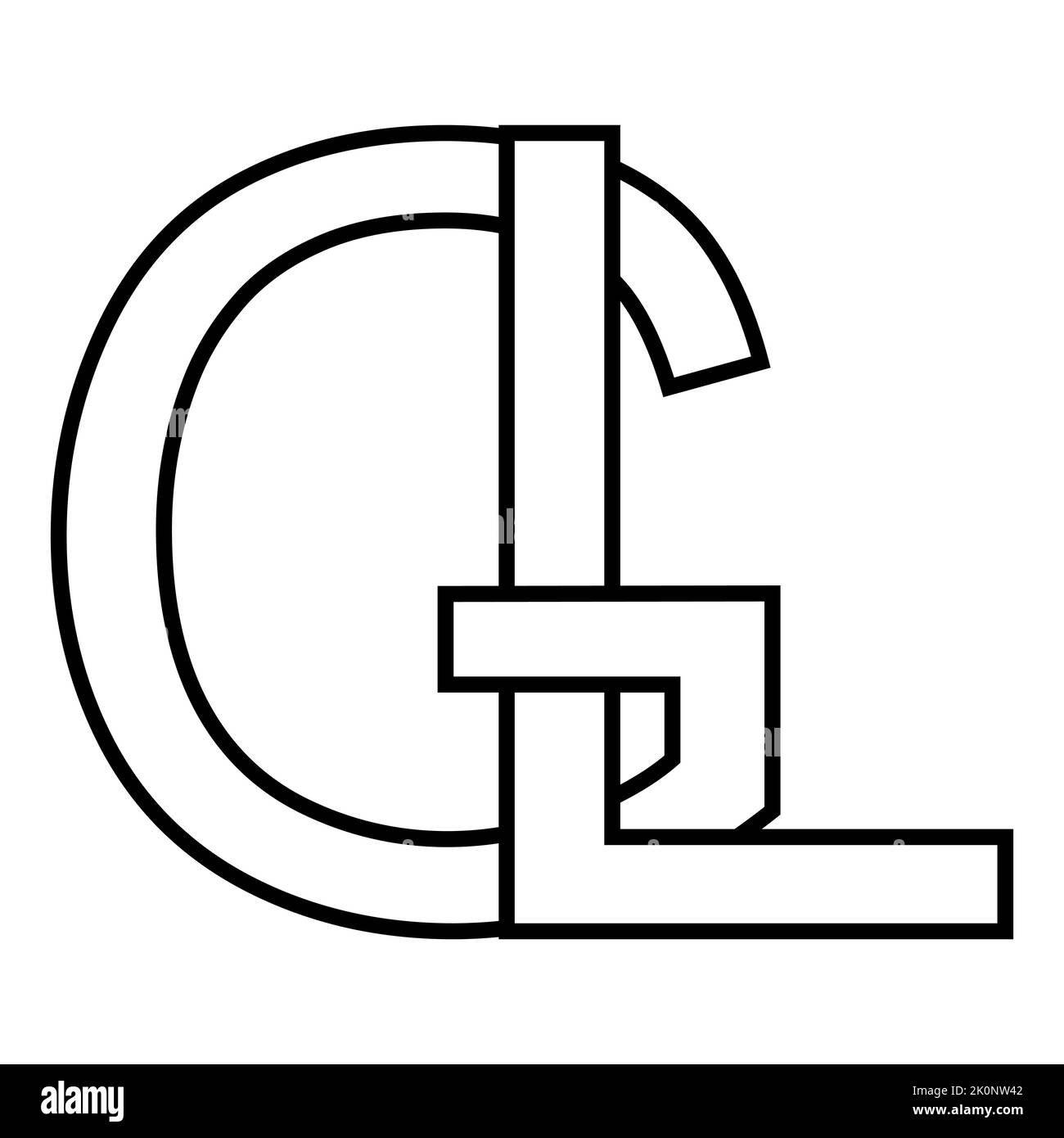 Logo sign gl lg icon nft interlaced letters g l Stock Vector Image ...