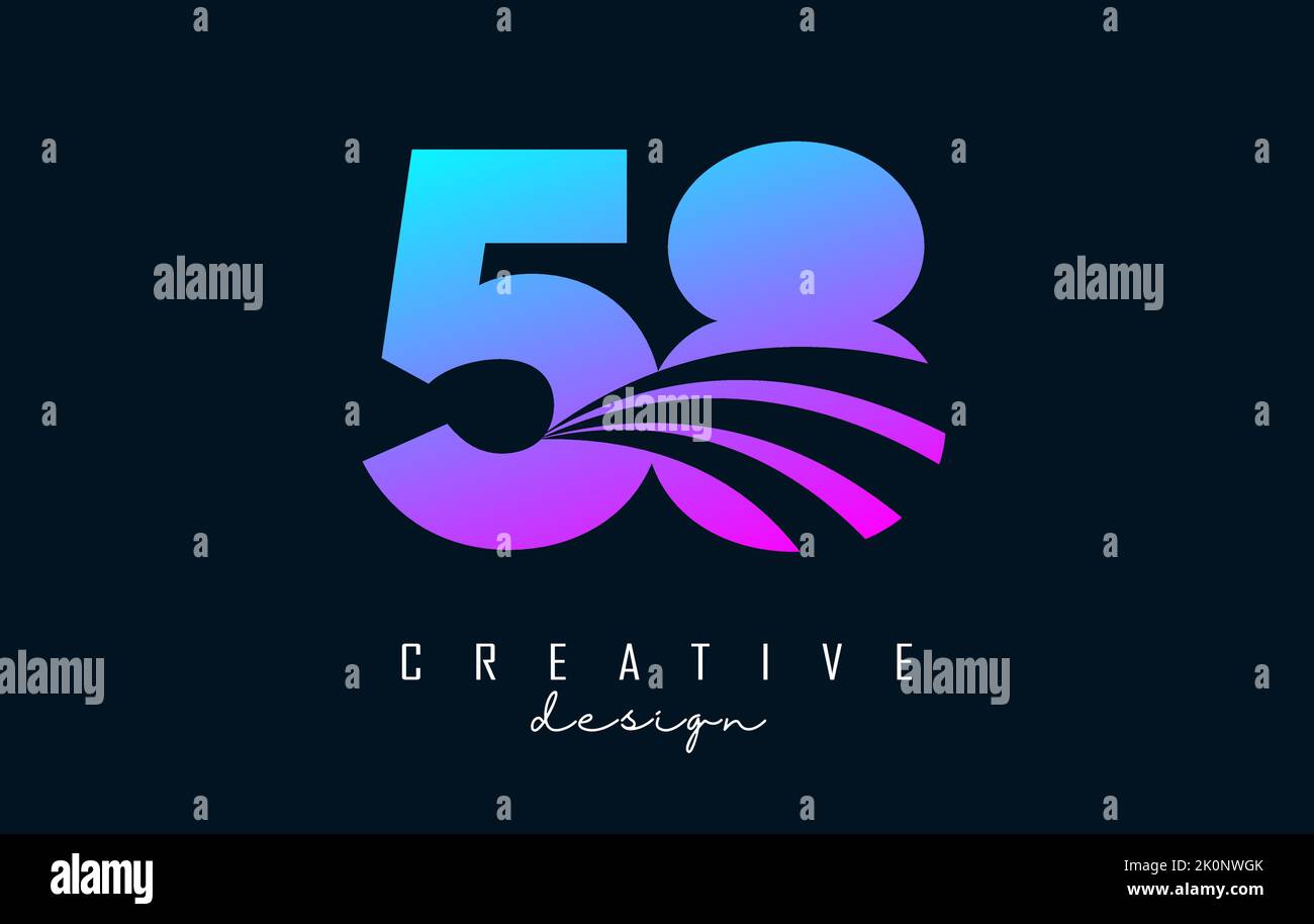 Colorful Creative number 58 5 8 logo with leading lines and road ...