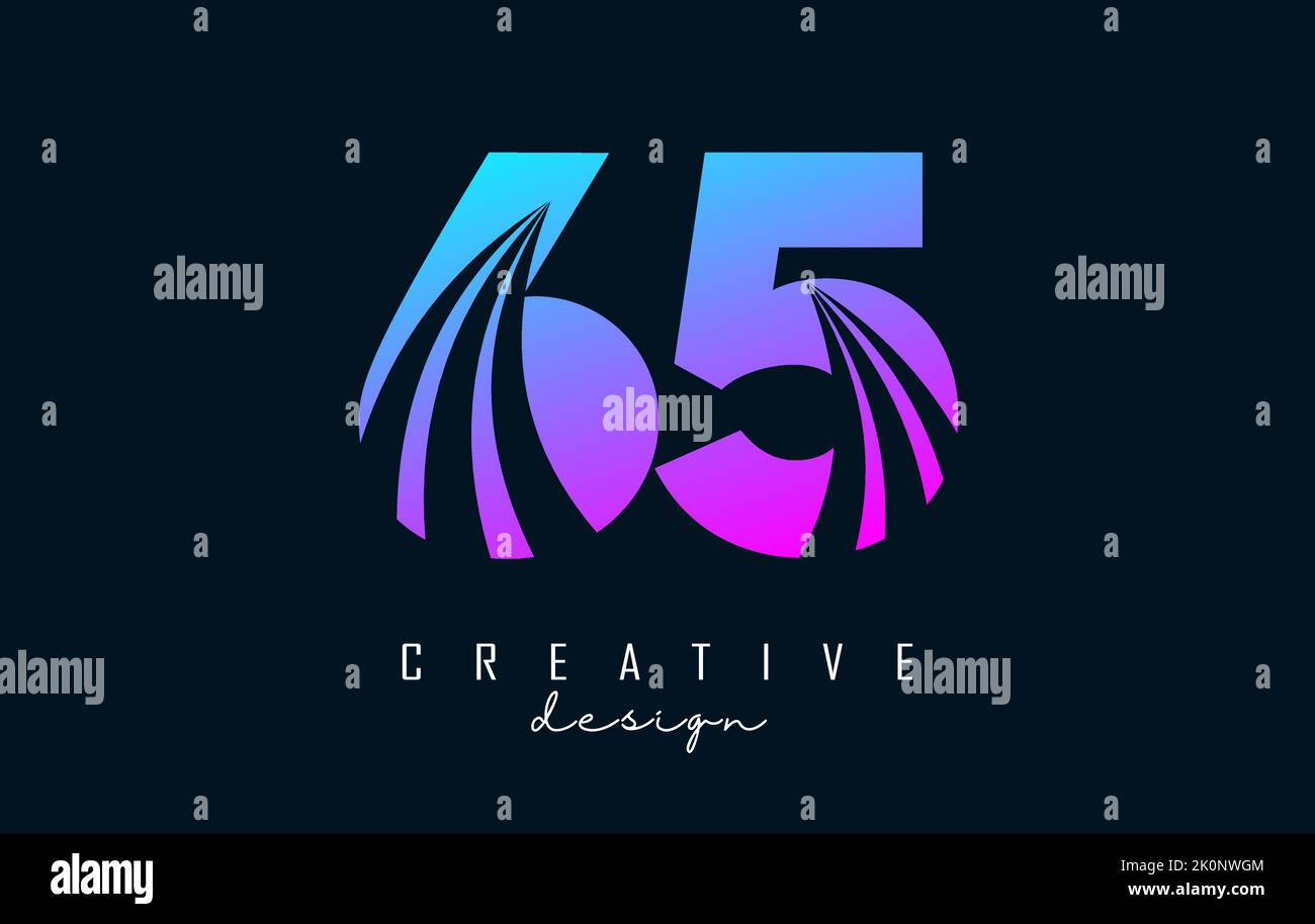 Colorful Creative number 65 6 5 logo with leading lines and road ...