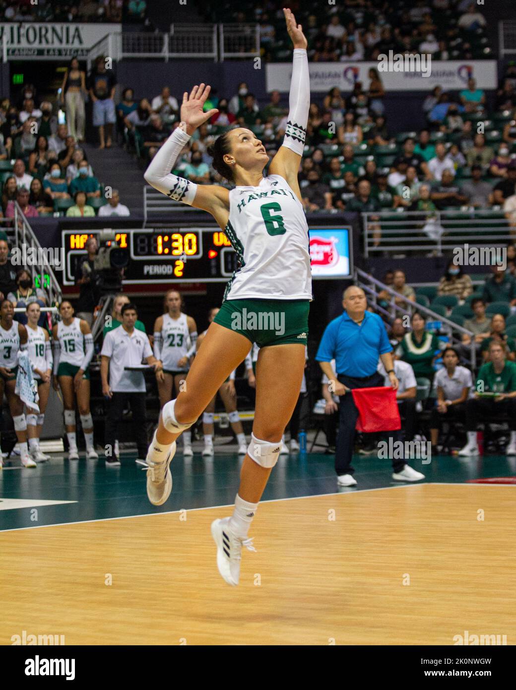 September 4, 2022 - Hawaii outside hitter Riley Wagoner (6) hits the ...