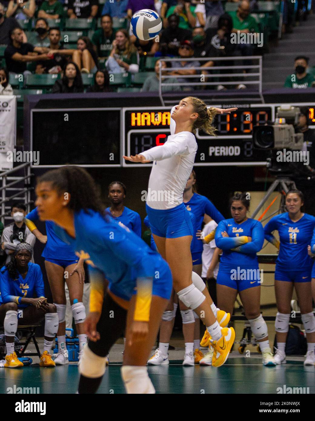 September 4, 2022 - UCLA liber Mackenzie Cole (4) serves during the ...