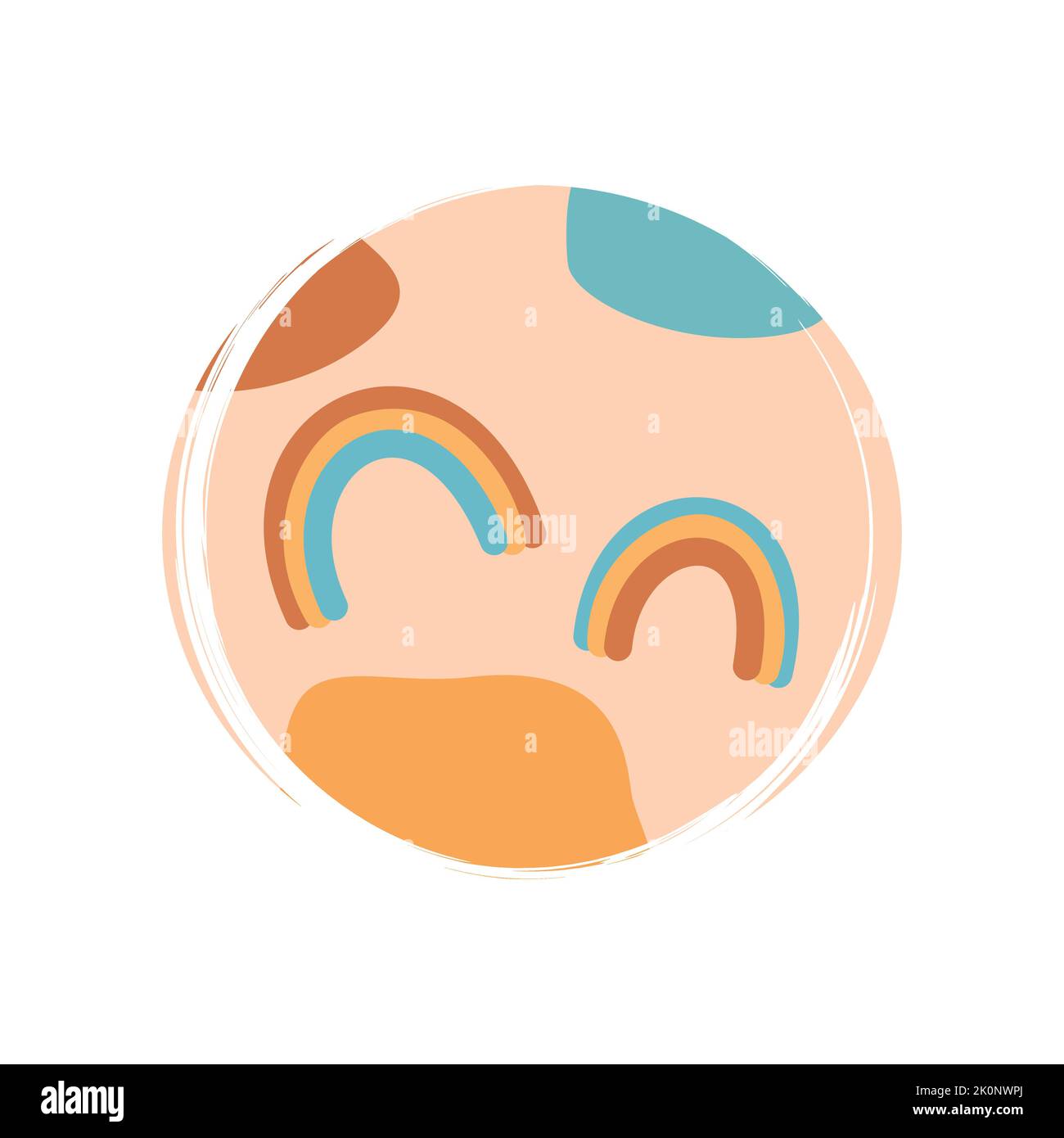 Cute logo or icon vector with abstract rainbow in contemporary boho ...