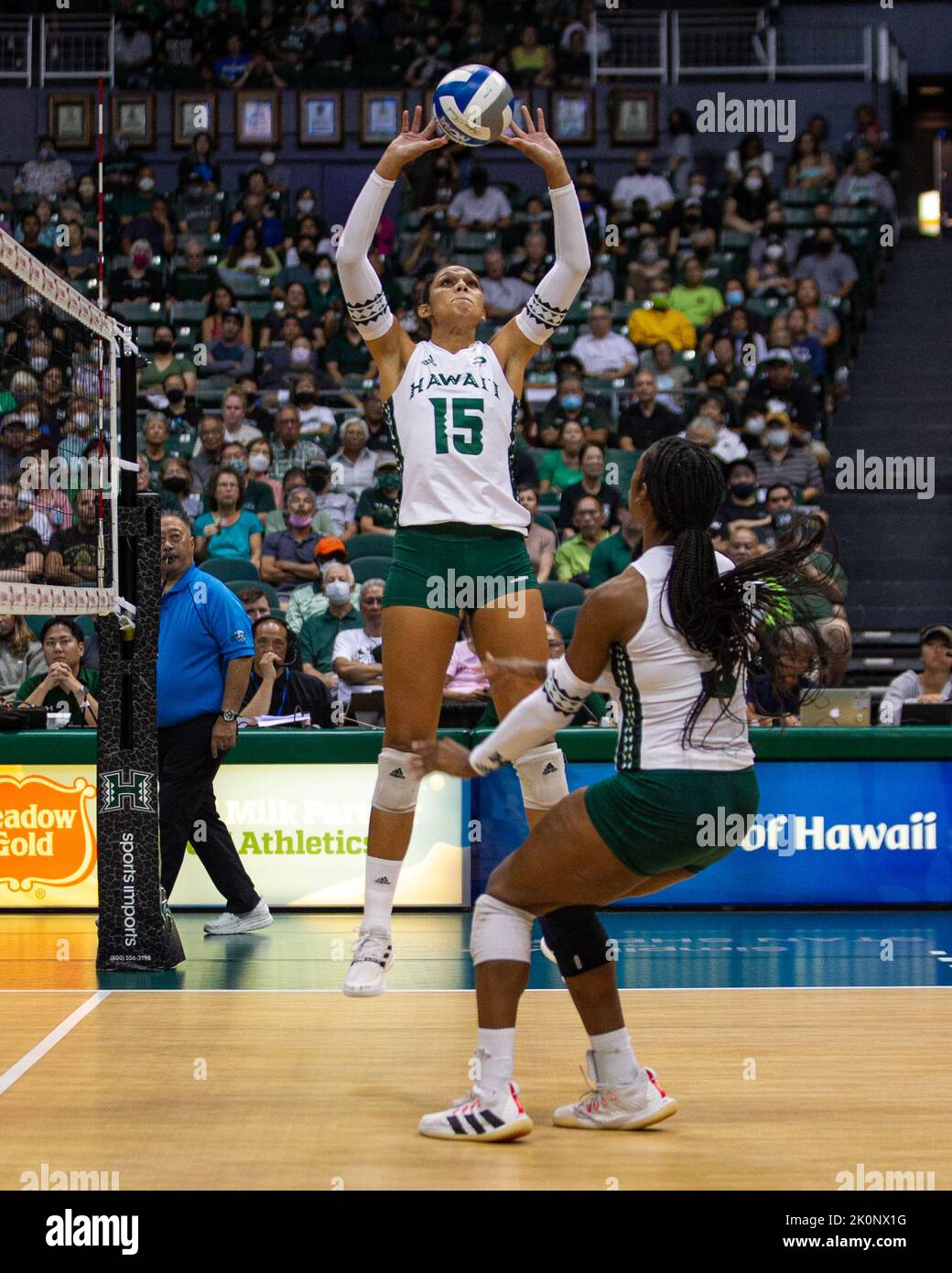September 4, 2022 - Hawaii setter Mylana Byrd (15) sets the ball during ...
