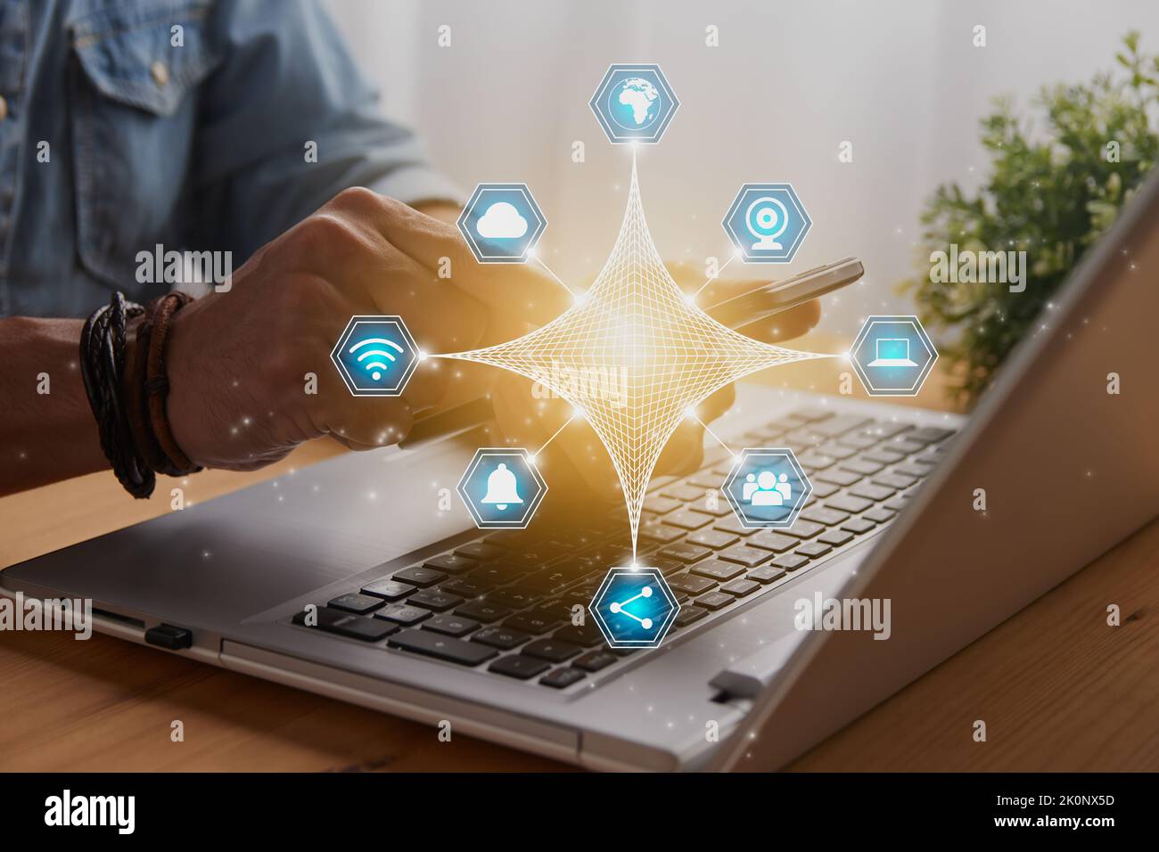 Casual Businessman Touching Smart Phone or Mobile Phone Screen on ...