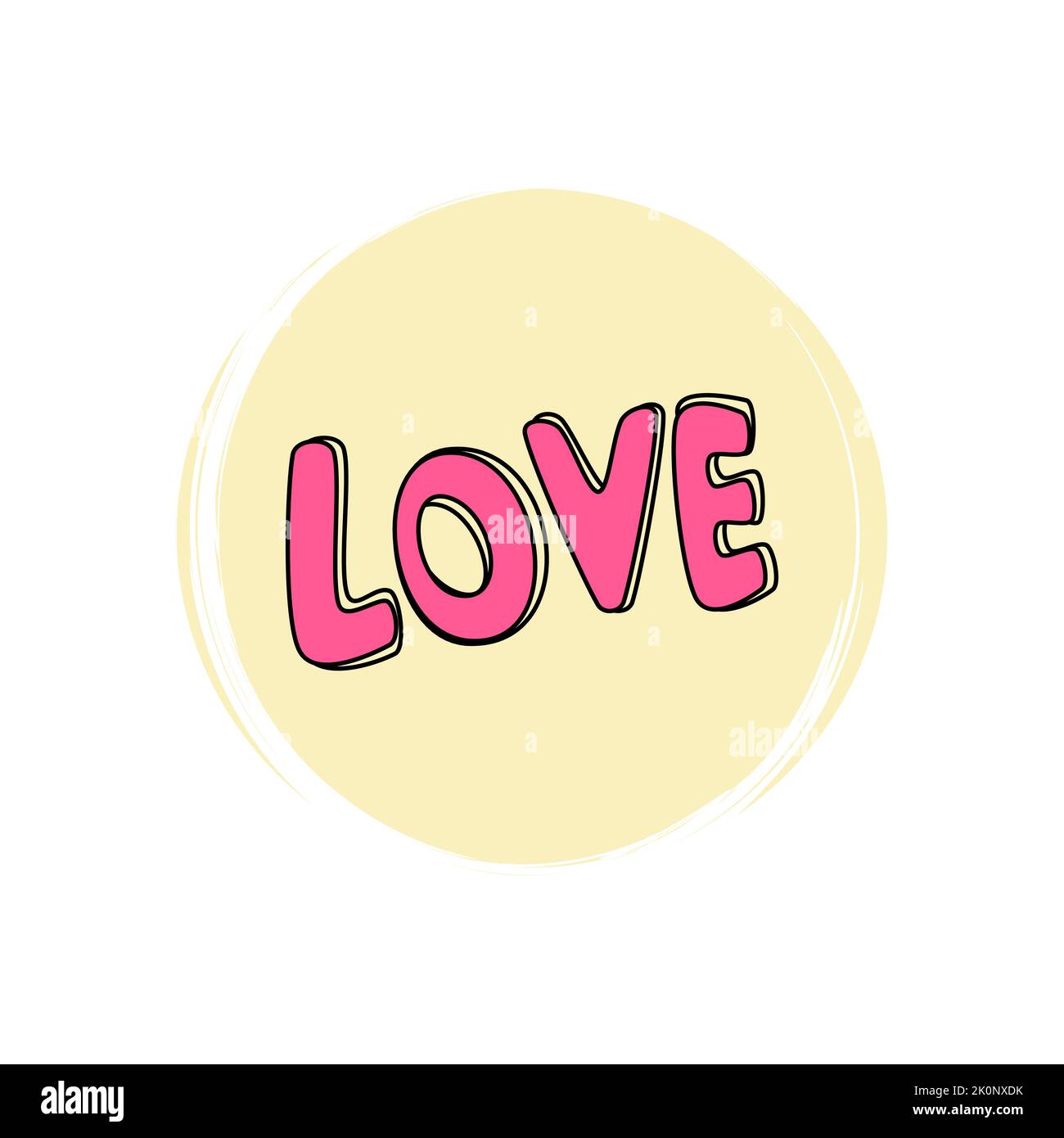 Cute logo or icon vector with love word, illustration on circle with ...