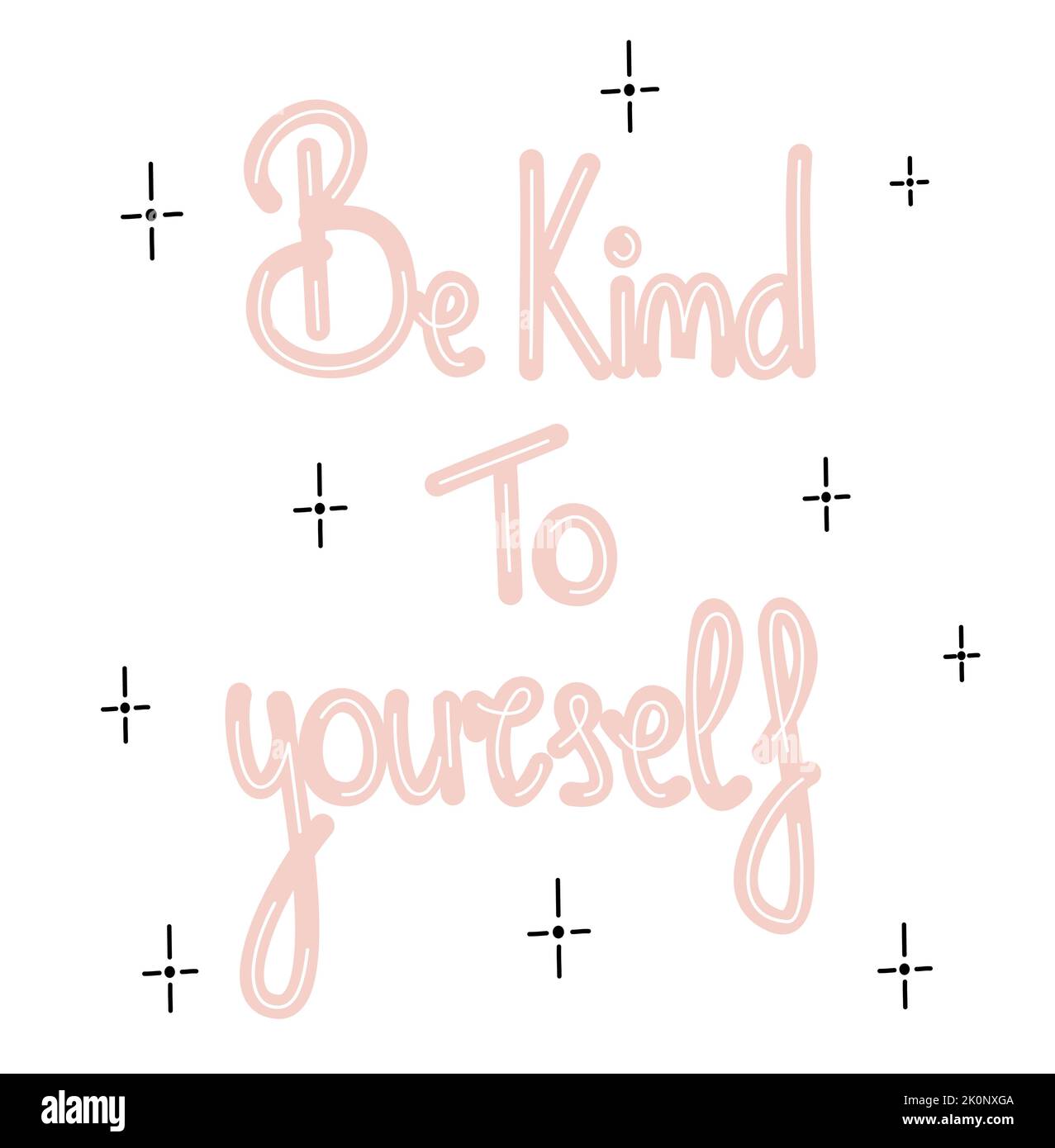 cute hand drawn lettering be kind to yourself inspirational quote vector illustration Stock ...