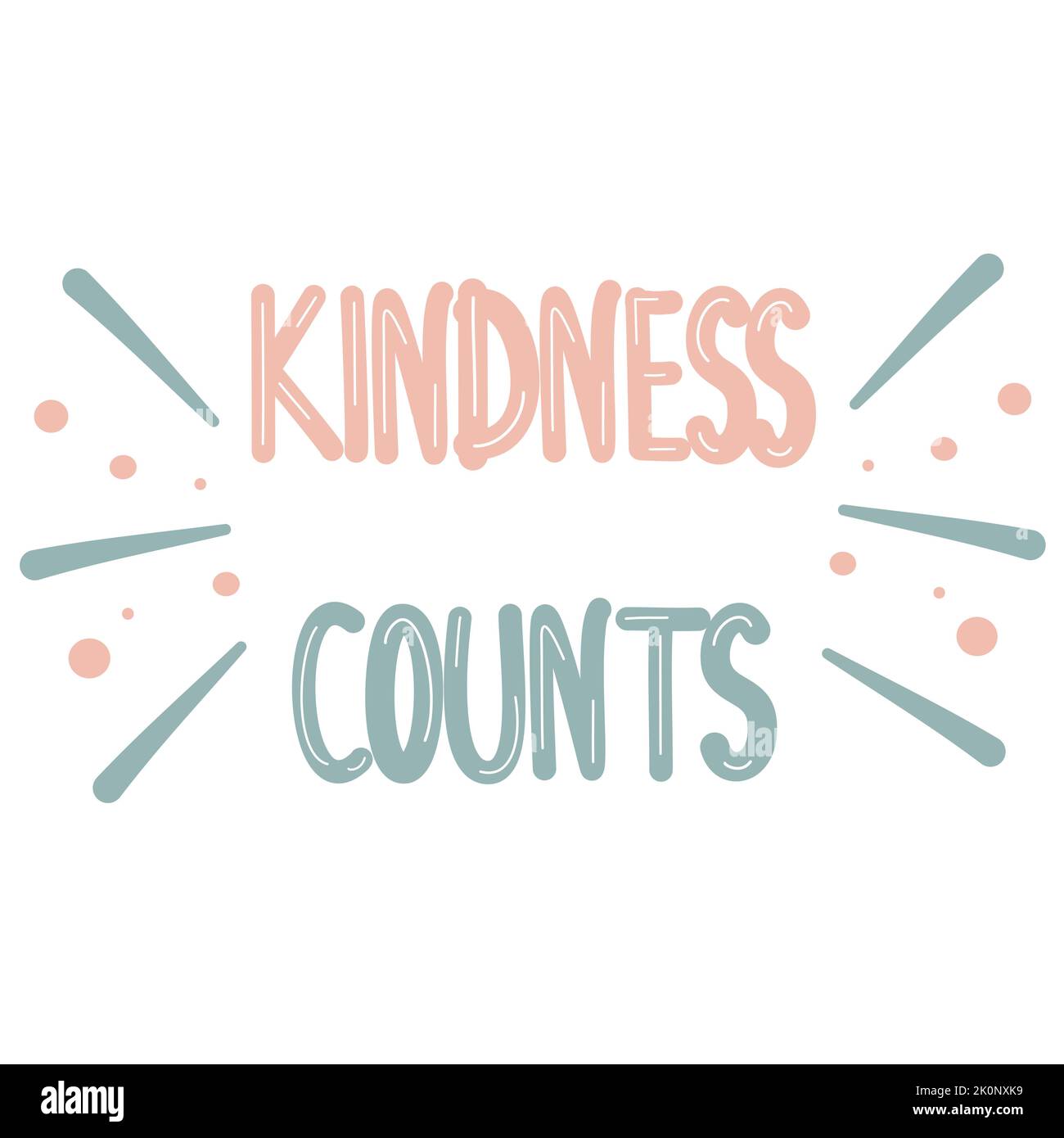 Cute hand drawn lettering kindness counts quote vector card ...