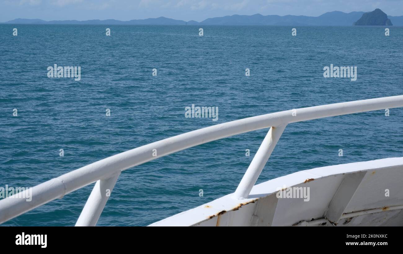 Beautiful views on the deck of a large ship or ferry while sailing in ...