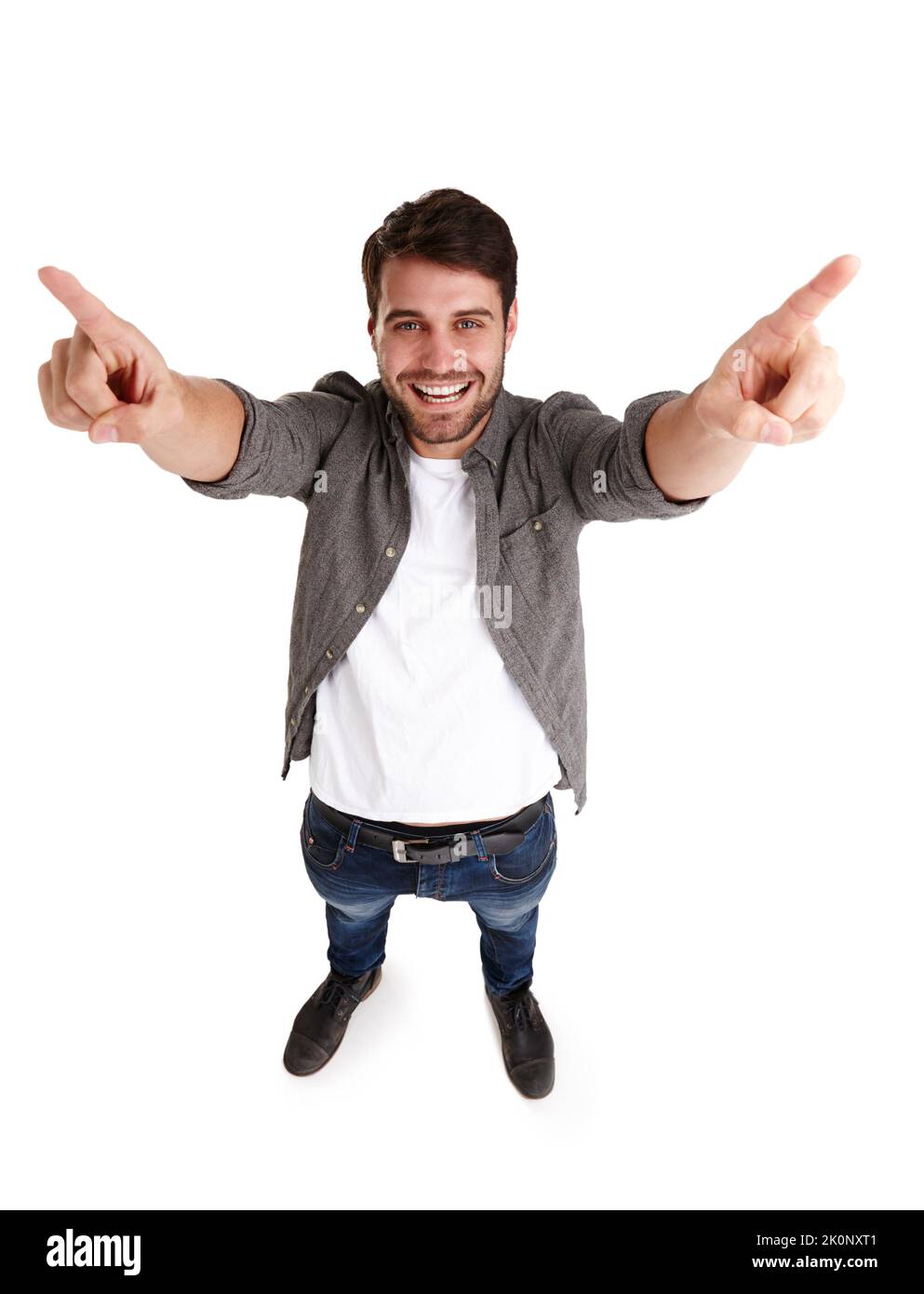 Were making it to the top. High-angle portrait of a happy young man in ...