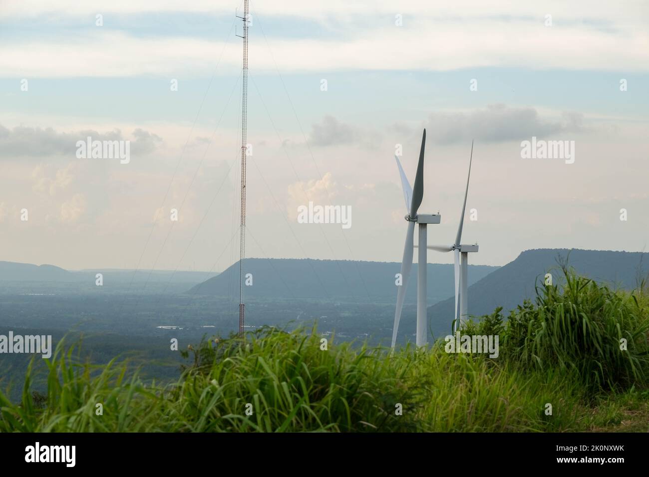 Windmill for electric power production with beautiful landscapes and ...